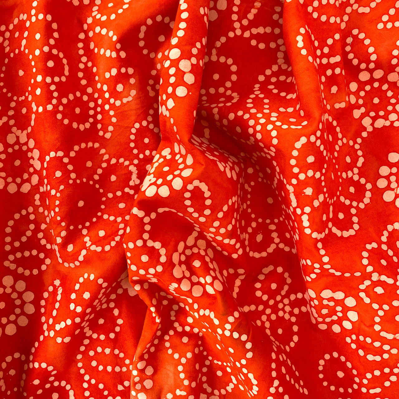 red patterned cotton fabric